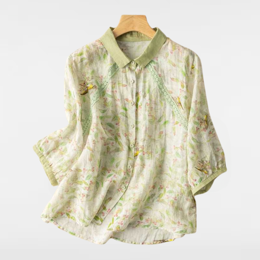 NICOLE | BLOUSE EN LIN CASUAL À MANCHES LONGUES – Maison Belle Montreal